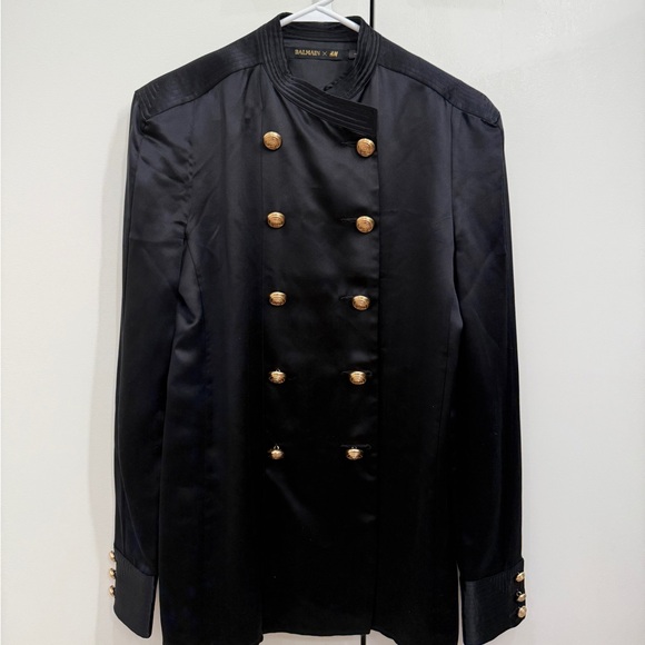 Balmain | Jackets & Coats | Balmain Hm Black Doublebreasted Jacket ...